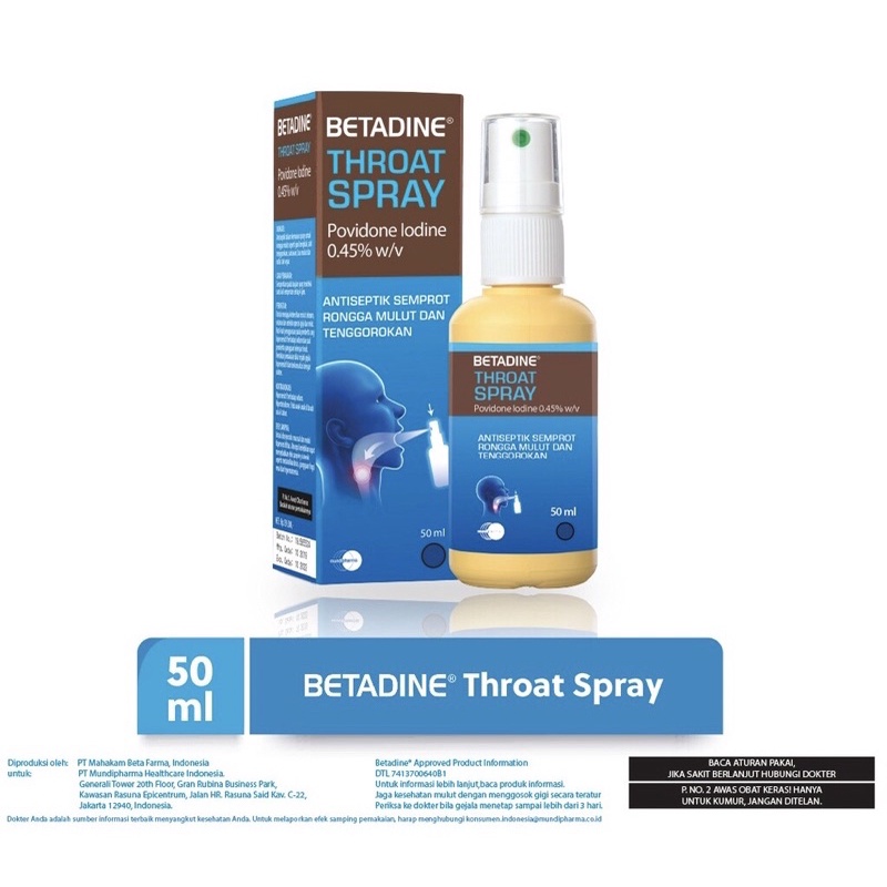 Jual Betadine Throat Spray - Obat Semprot Tenggorokan 50ml | Shopee ...