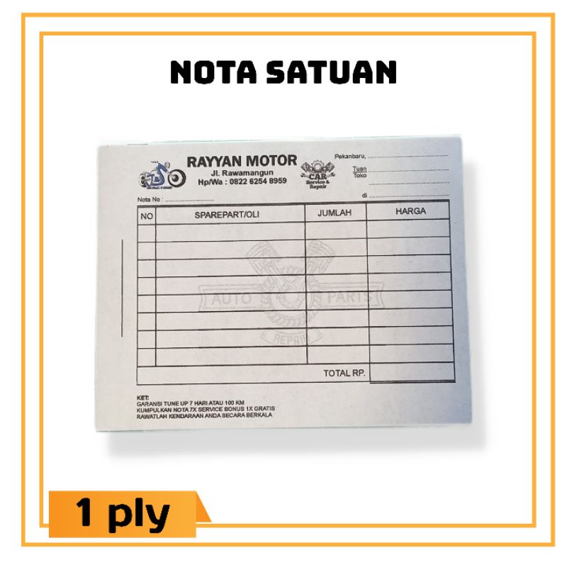 Jual Cetak Nota Bon Faktur Toko Surat Jalan Kwitansi Custom 1 ply dan 2 ...