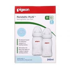 Jual PIGEON Peristaltic Plus Nursing Bottle Wide Neck Twin Pack isi 2 240ml | Shopee Indonesia