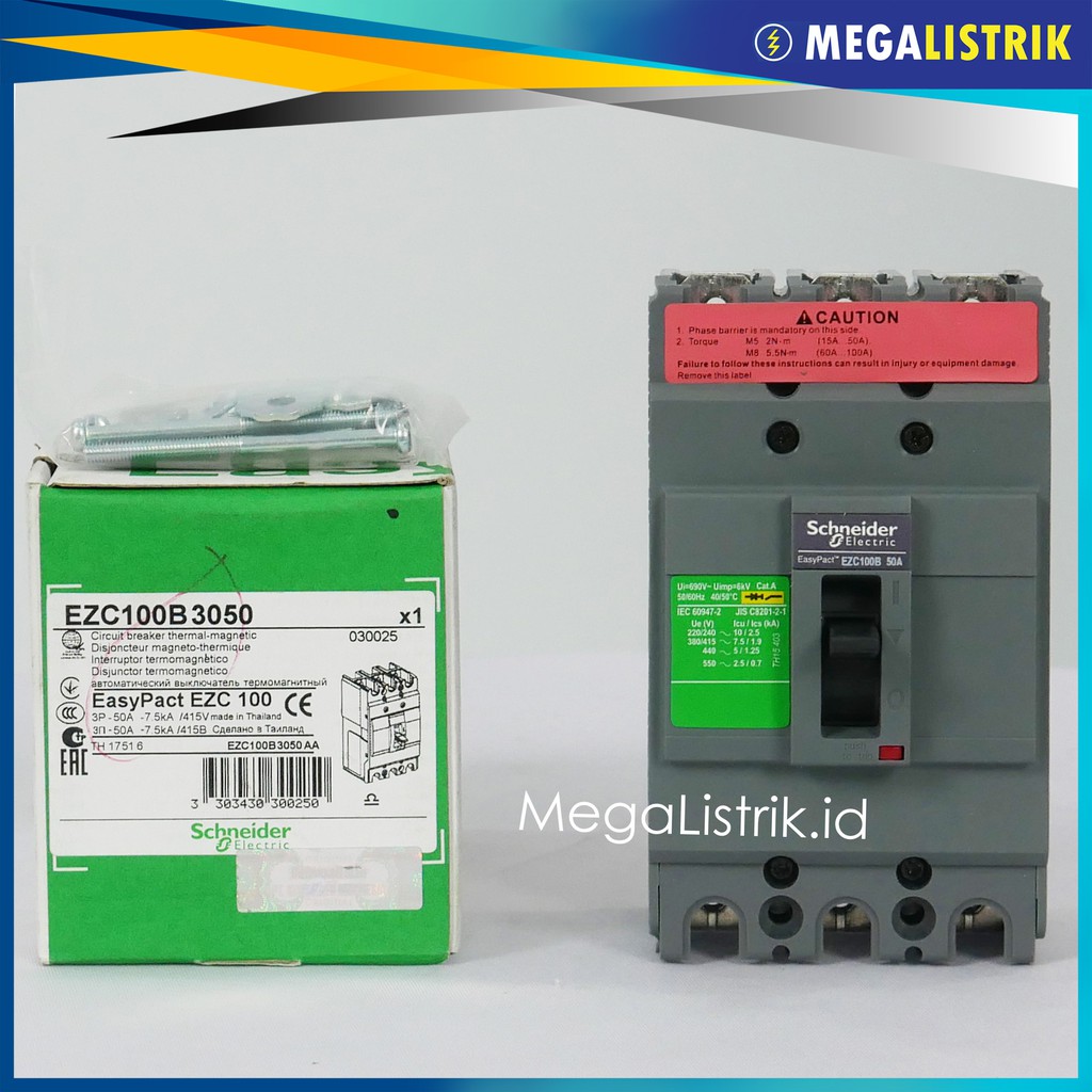 Jual SCHNEIDER MCCB 3P 50A / NFB / EZC EASYPACT BREAKER EZC100B3050 ...