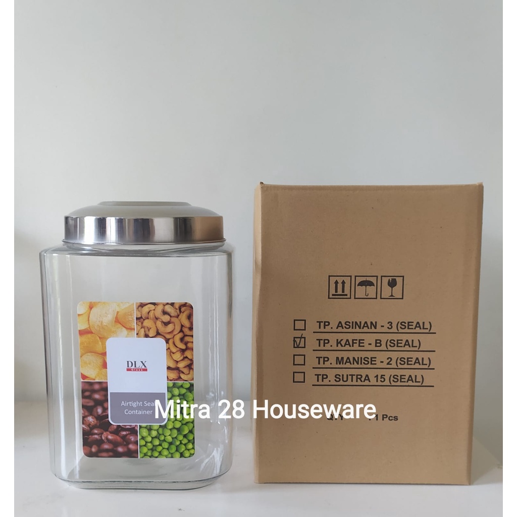 Jual TOPLES KACA KOTAK BESAR KEDAP UDARA DLX CANISTER KAFE B UKURAN 9 ...