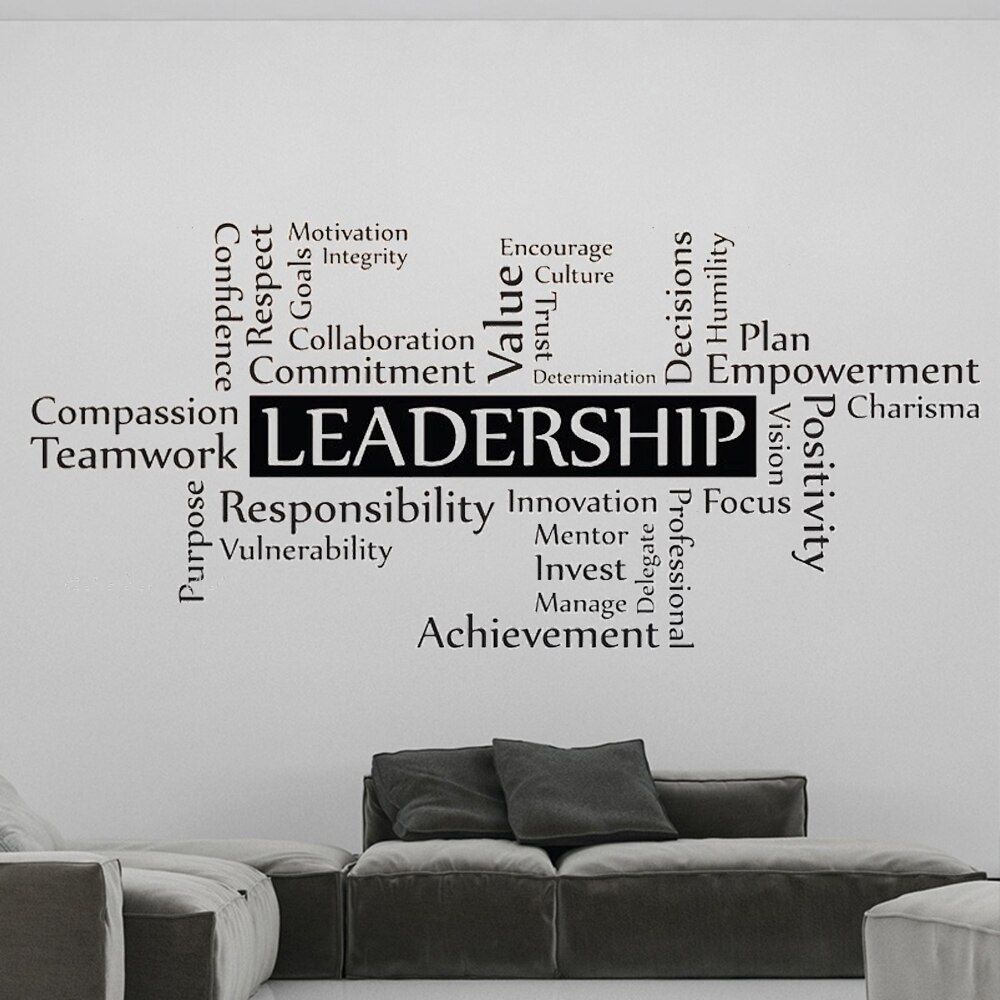 Jual Leadership Vinyl Office Wall Decals Workplace Word Cloud Business ...