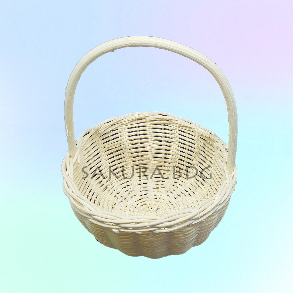 Jual K74M - Keranjang rotan bulat tangkai M 16x7 cm hampers parcel ...