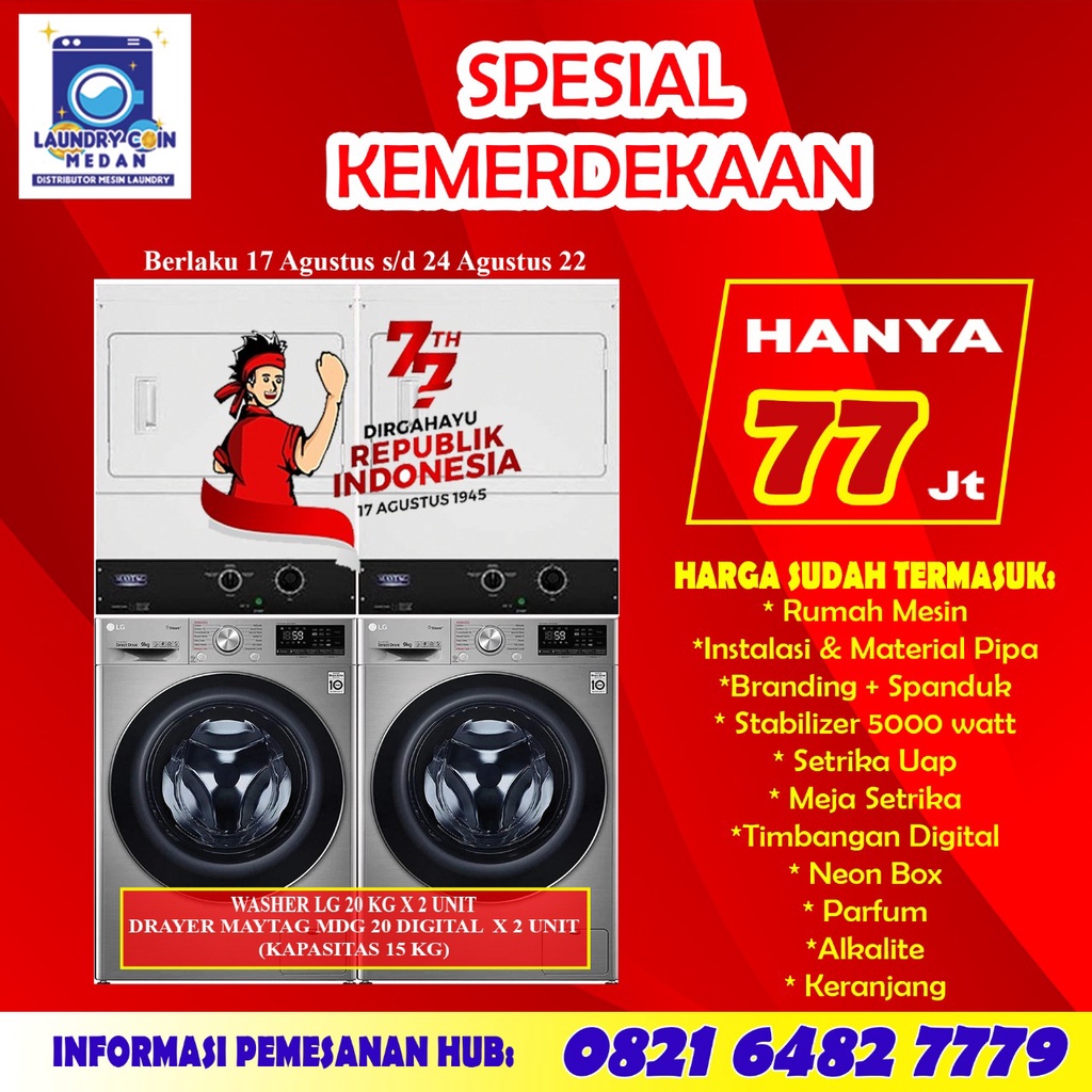 Jual PROMO PAKET USAHA LAUNDRY SPESIAL KEMERDEKAAN// SPESIAL 77// MESIN ...