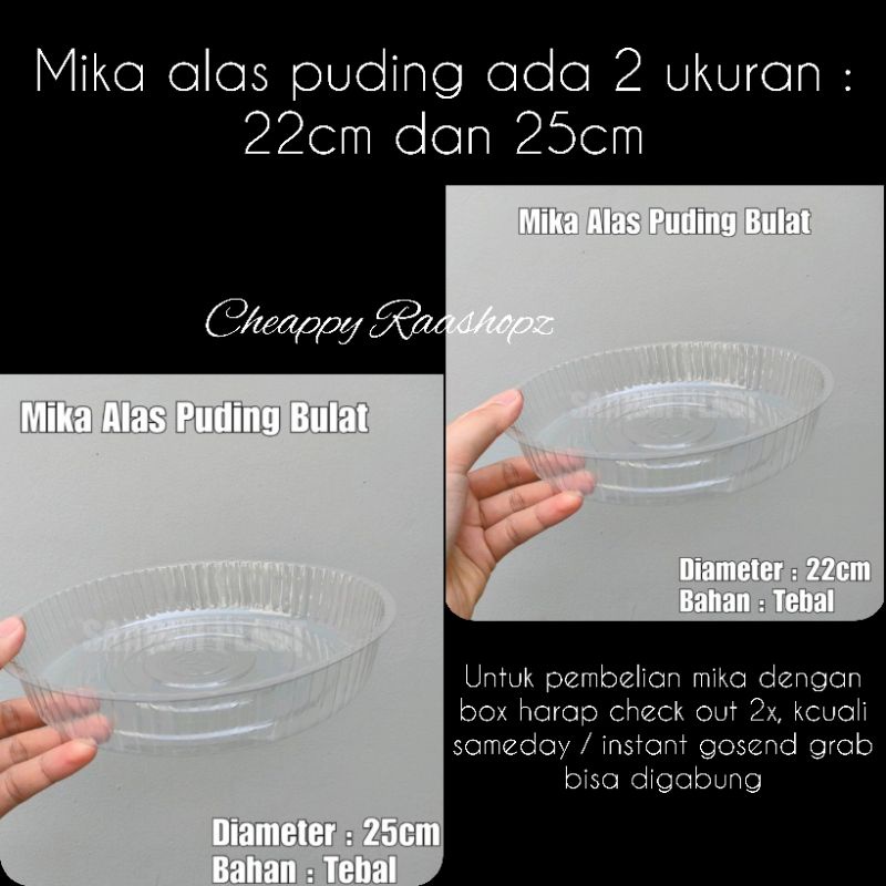 Jual Alas Mika Pudding 25cm Alas mika pudding 22cm Alas Plastik puding ...