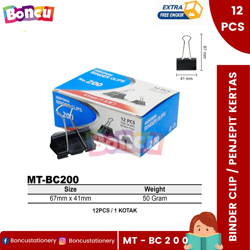 Jual Binder Clip Besar Montana MTBC-200 - Penjepit Kertas Kuat & Tahan ...