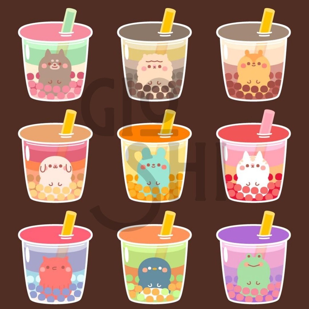Jual sticker aesthetic boba cute by gioshi.store | Shopee Indonesia