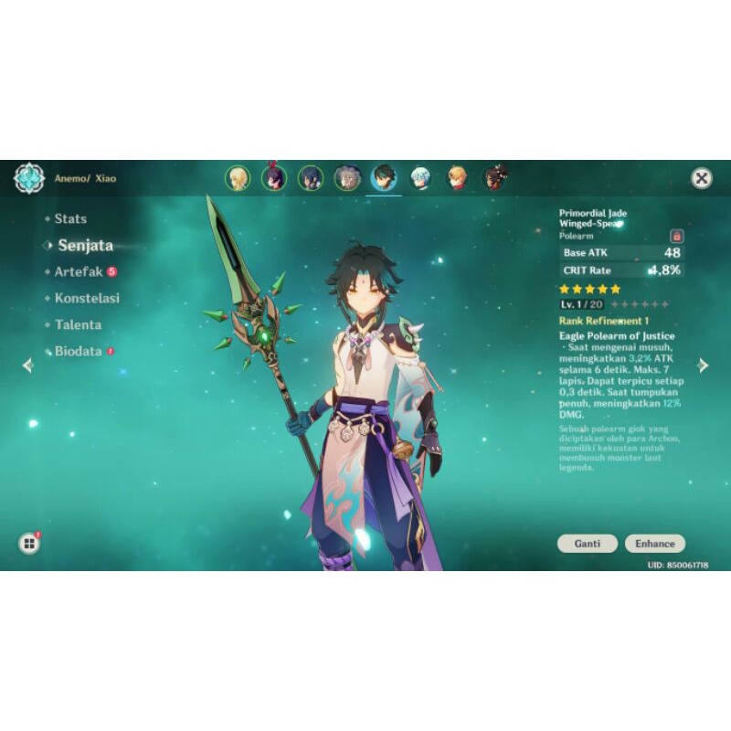 Jual Akun Starter Xiao + PJWS / Xiao Signature Ar10 Genshin Impact ...