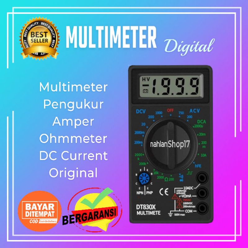 Jual MULTIMETER PENGUKUR AMPER OHMMETER DC CURRENT ORIGINAL ANENG DT830X / MULTIMETER DIGITAL ...