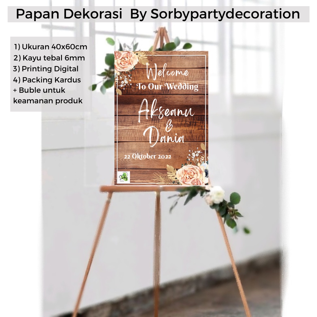 Jual Papan Bunga Dekorasi Lamaran Nikahan 40x60cm (Besar) Tinggi kaki 1 ...