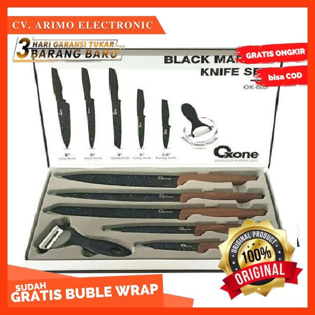 Jual PROMO..!! PISAU PREMIUM / OXONE PISAU SET DAPUR Black Marble Knife Set / OX-605 ORIGINAL ...