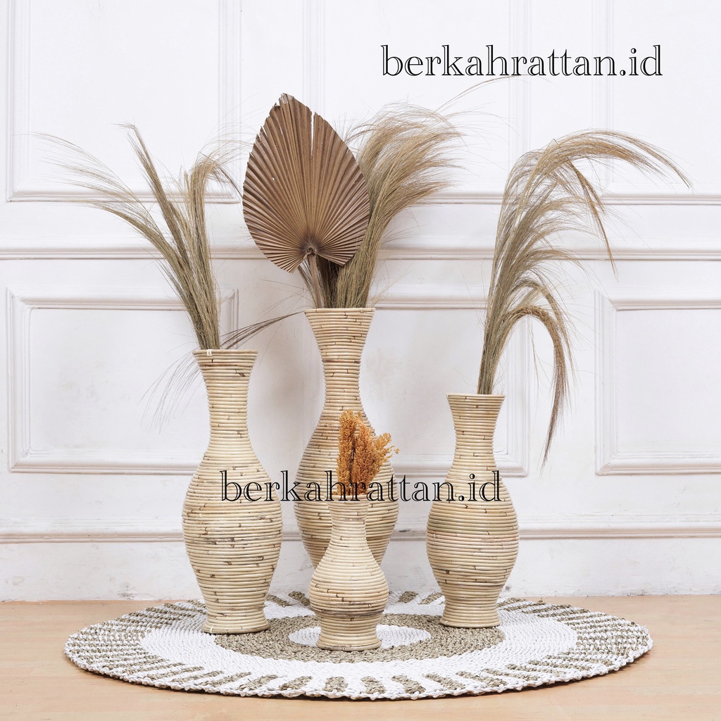 Jual Guci Rotan / Vas Bunga Rotan sudah di Vernis Ukuran 30cm-70cm ...