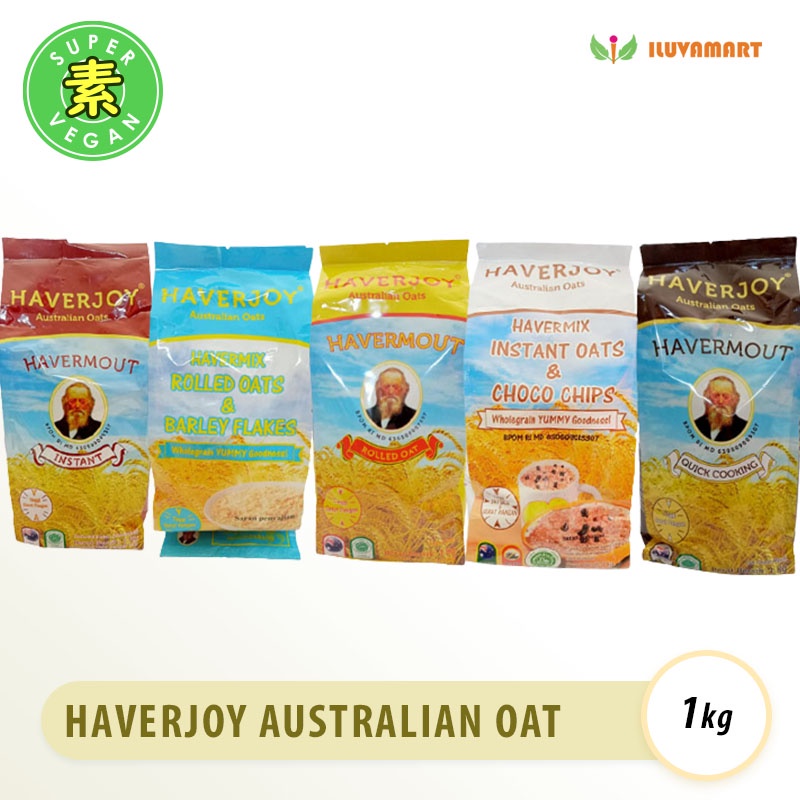 Jual Haverjoy Havermout 1 kg Havermut Havermix Whole grain Oat + Barley ...