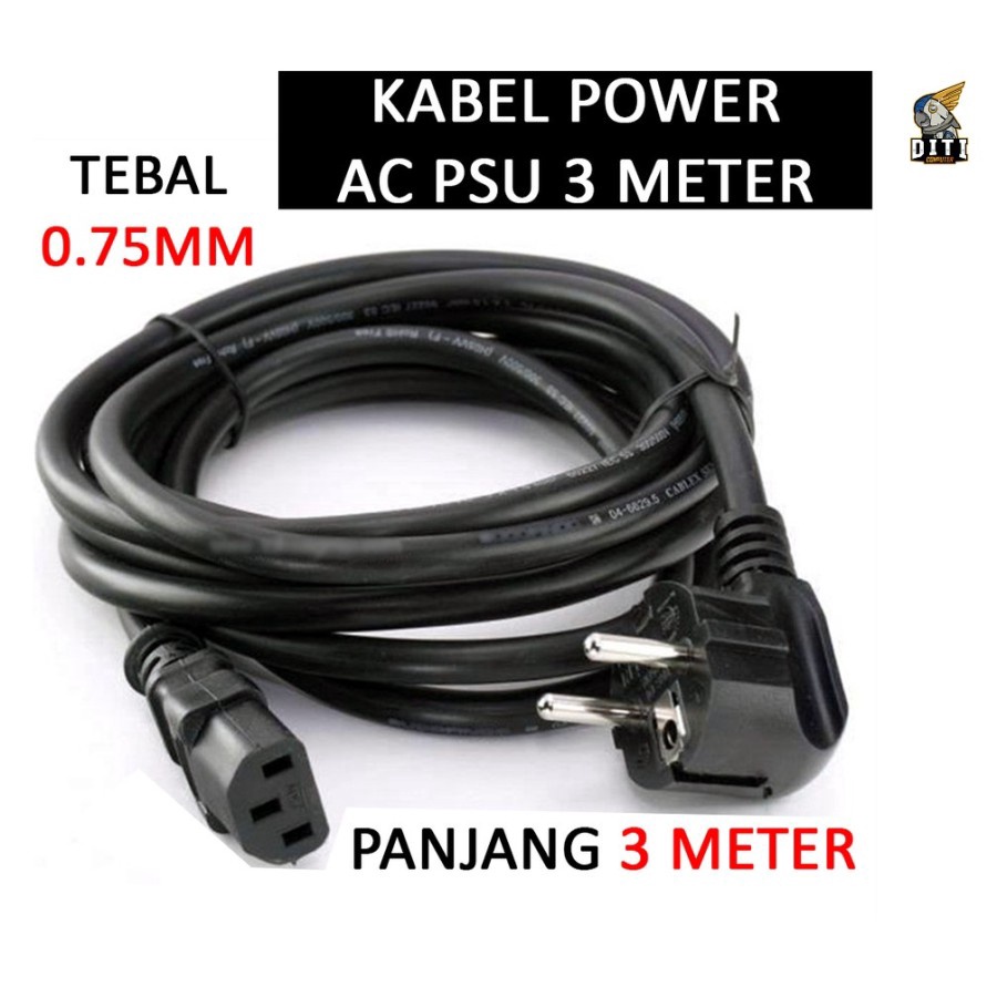 Jual KABEL POWER AC PSU CPU 3M 300CM POWER SUPPLY DESKTOP PC KOMPUTER | Shopee Indonesia