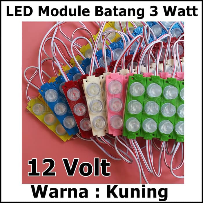 Jual LED Module Batang 12 Volt 12V 3 mata 3W lensa waterproof Warna ...