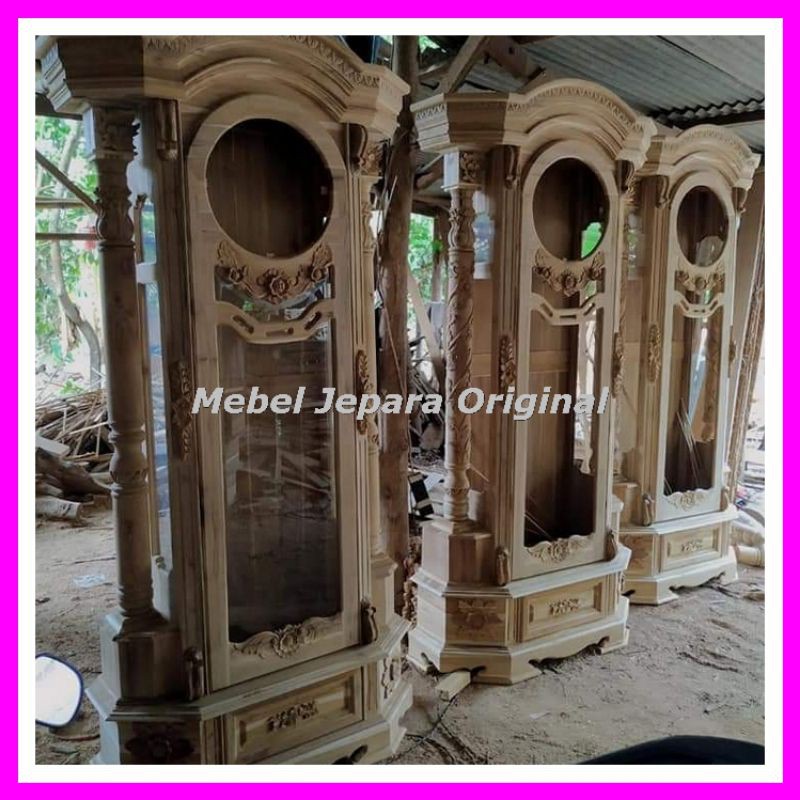 Jual Jam Kayu Besar/Jam berdiri hias kayu jati mentahan | Shopee Indonesia