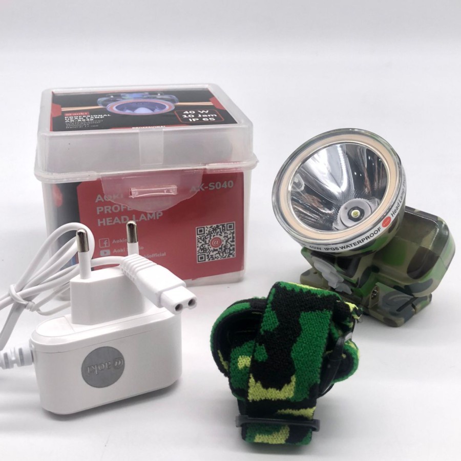 Jual COD SENTER KEPALA HEADLAMP AOKI AK-S040 CAHAYA 40W IP 65 BATERAI ...