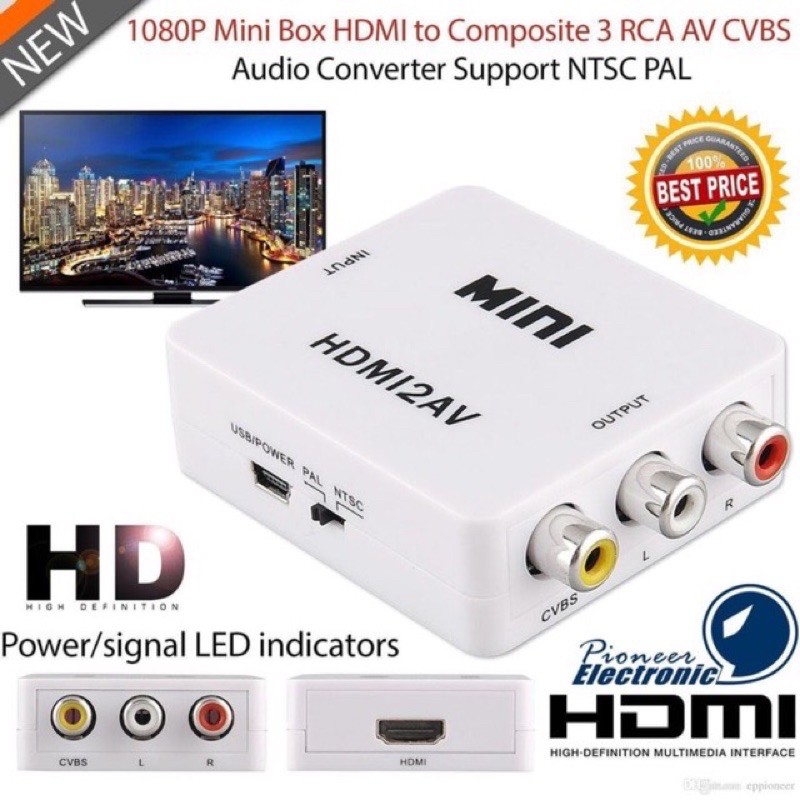 Jual HDMI to AV RCA Converter Adapter MINI HDMI2AV ADAPTER MINI BOX ...