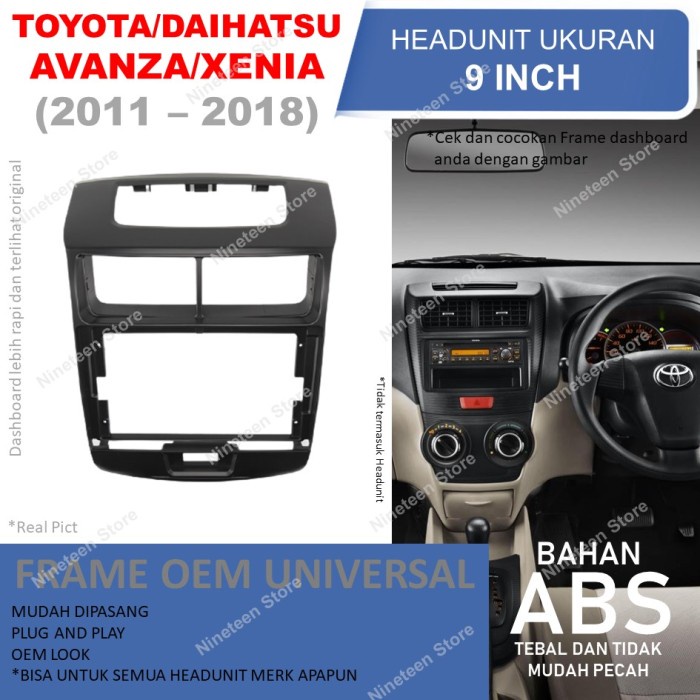 Jual Frame Headunit Android 9 inch Untuk Toyota Avanza Daihatsu Xenia ...
