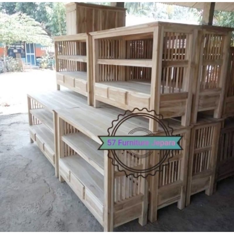 Jual Rak Sepatu / Sendal Kayu Jati 3 Laci Mentahan | Shopee Indonesia