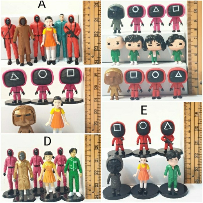 Jual Squid Game Action Figure Set Squid Game Mainan Pajangan Topper Kue ...