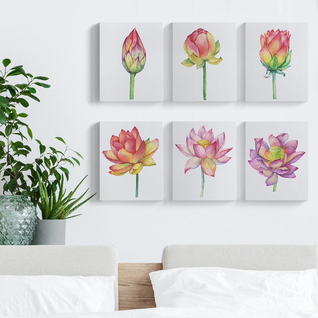 Jual Lukisan Kanvas Bunga Teratai Flower Lotus Dekorasi Hiasan Dinding ...