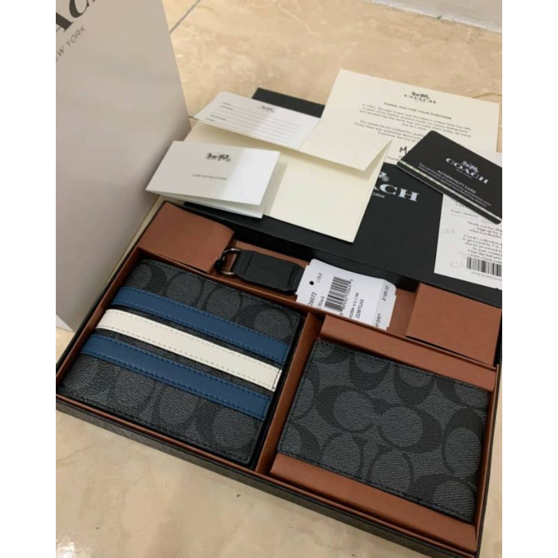 Jual Coach Wallet Stripe Blue Original - Dompet Coach | Shopee Indonesia