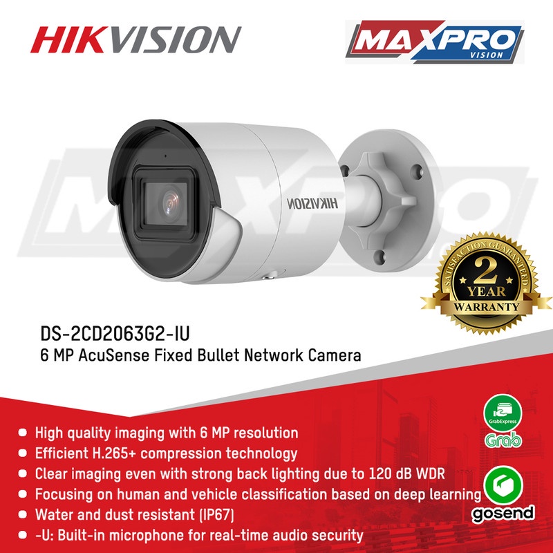 Jual DS-2CD2063G2-IU - IP CAMERA 6MP BUILT IN MIC HIKVISION | Shopee Indonesia