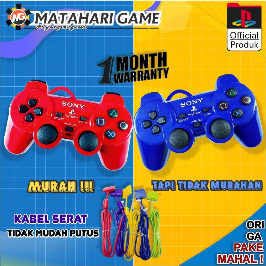 Jual Stik Stick PS2 Kabel Serat Warna Sony Playstation 2 Stik Getar ...