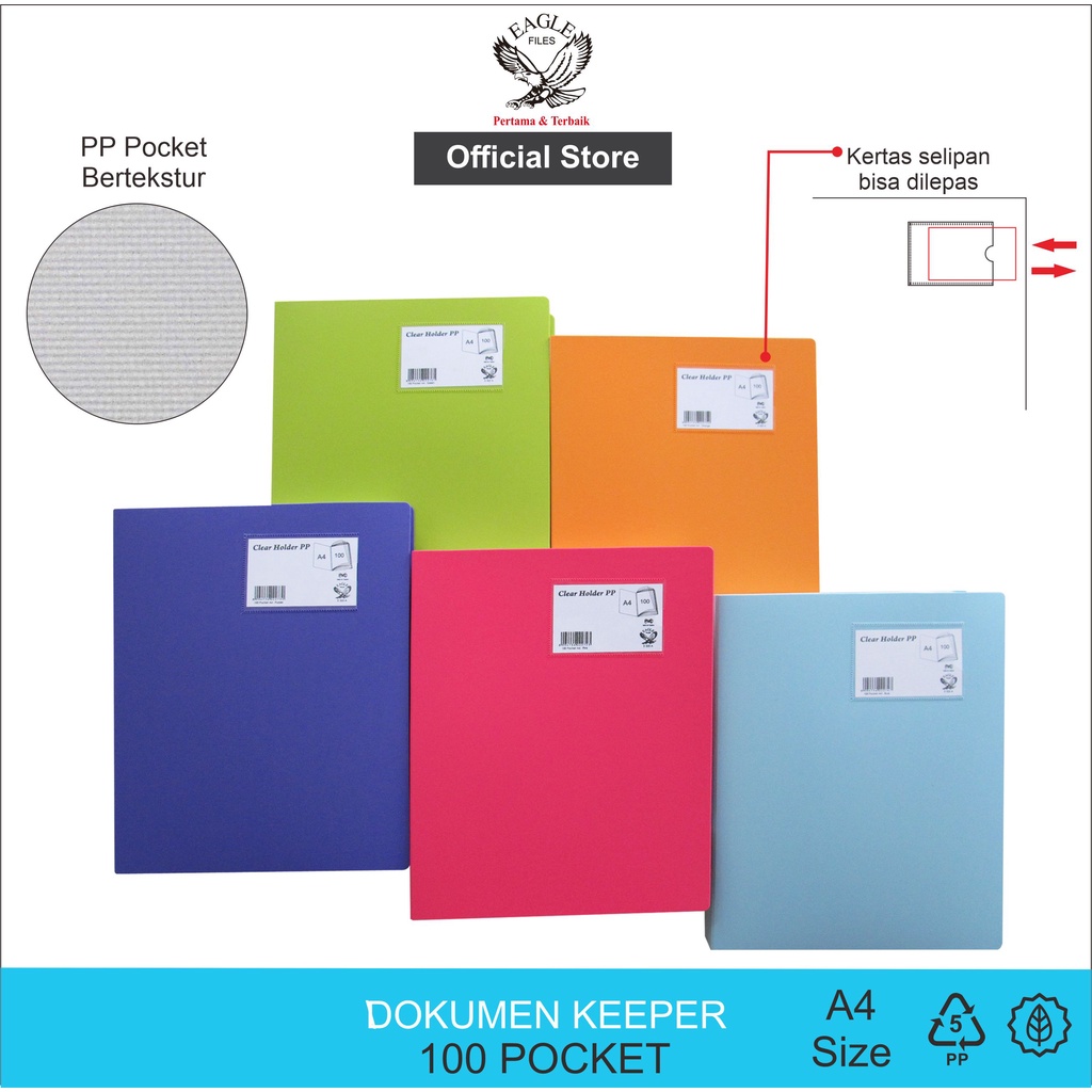 Jual Dokumen Keeper A4 EAGLEFiles 100 Pocket Clear Holder Document ...