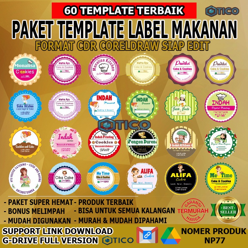 Jual Paket Template Label Makanan Logo Minuman Siap Edit Usaha Kekinian ...