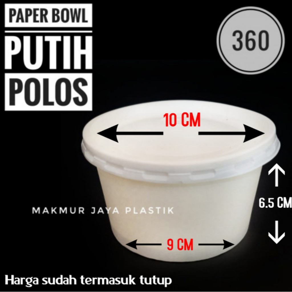 Jual [ BOWL POLOS 360 - 5 PC ] PAPER RICE BOWL CUP MANGKOK POLOS 360 ML ...