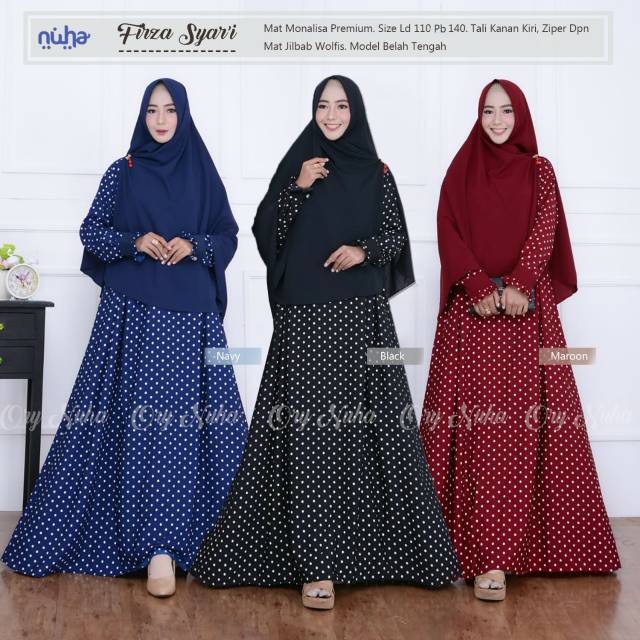 Jual Setelan Gamis Monalisa Syar'i Firza by Nuha Hijab Simple Cantik ...