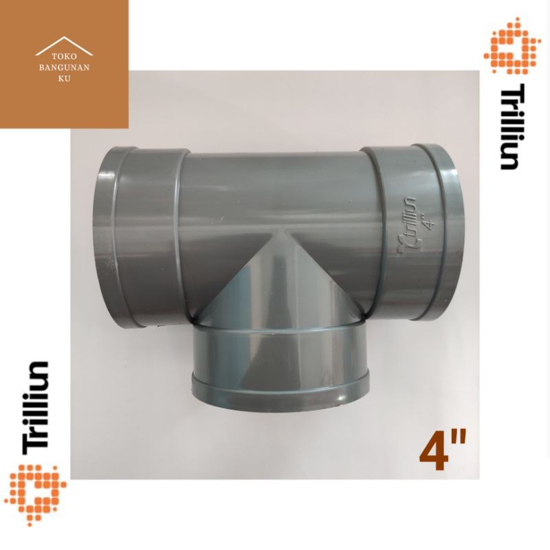 Jual Tee 4 inchi Trilliun T cabang tiga sambungan paralon pipa pvc | Shopee Indonesia