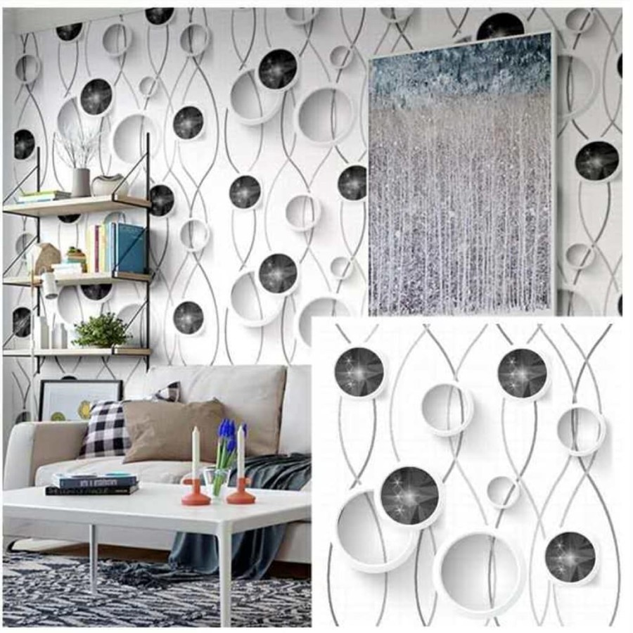Jual Wallpaper Sticker Dinding Motif Wave Bulat Hitam Panjang 8 s/d 9 ...