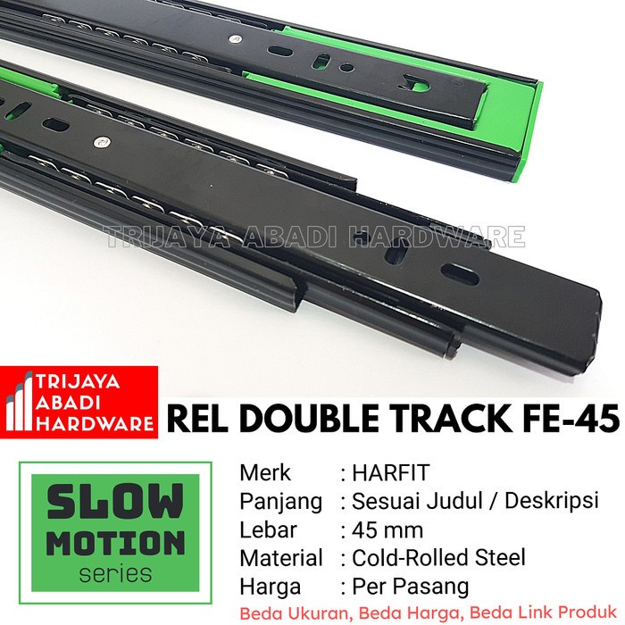 Jual Rel Laci Slow Motion 30 Cm - Fe 45 Full Extension Drawer Runner ...