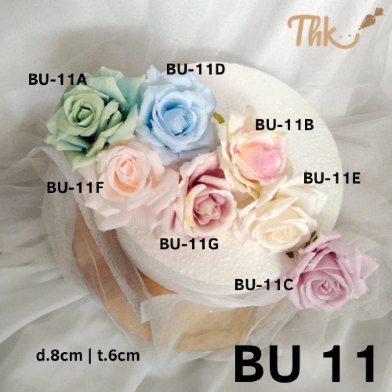 Jual BU11- Hiasan Kue Cake Topper Bunga Artificial Kain Rose Mawar | Shopee Indonesia
