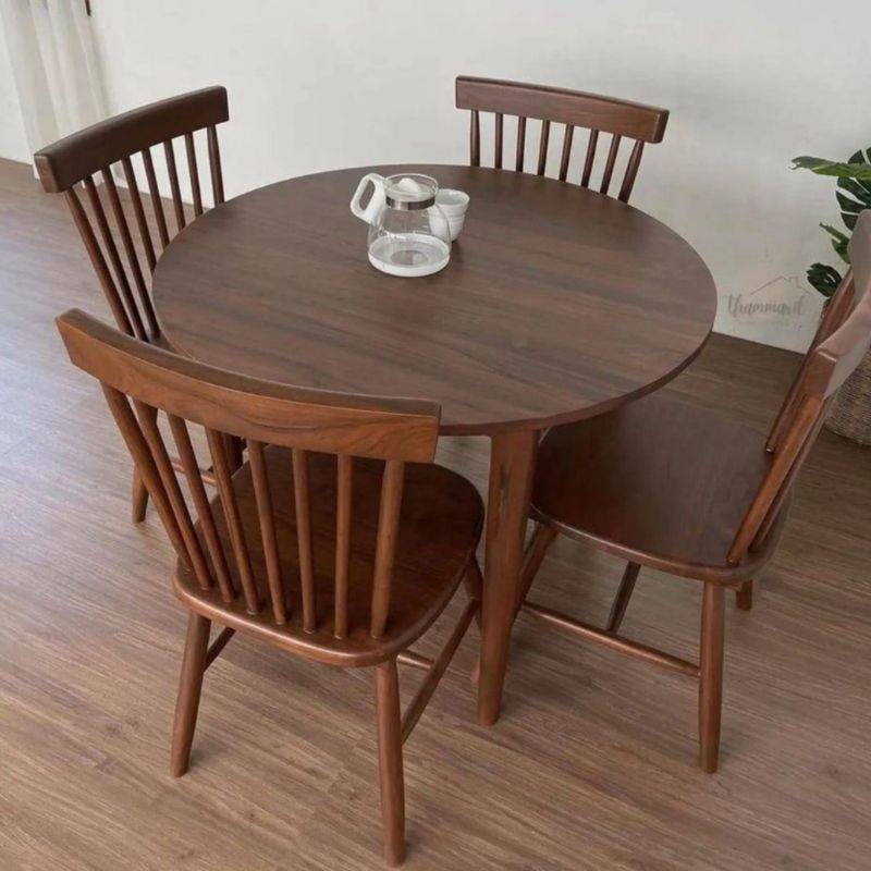 Jual MEJA MAKAN BUNDAR SET 4 KURSI MINIMALIS JARI BAHAN KAYU JATI ASLI BERKUALITAS / KURSI MAKAN ...