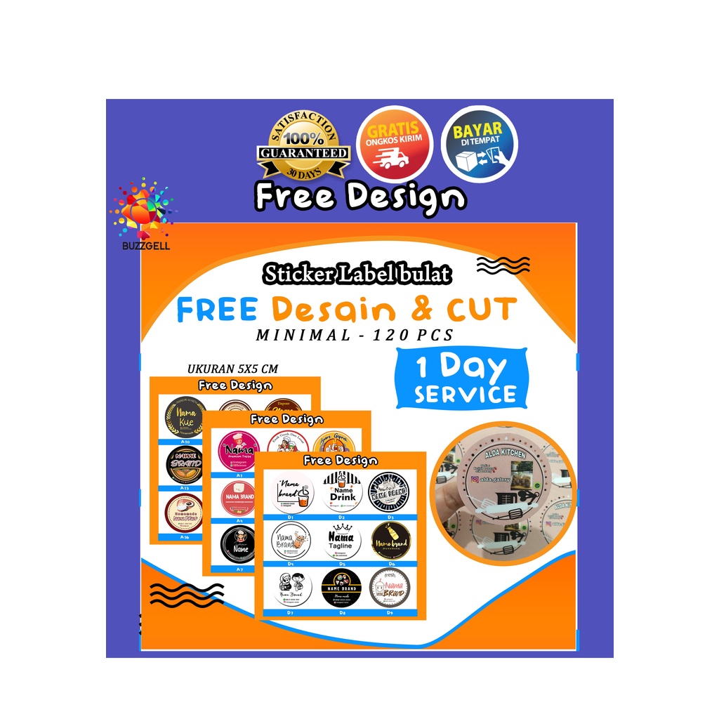 Jual Cetak Stiker Logo Olshop Custom Sticker Label Bulat Ukuran 5 x 5 ...