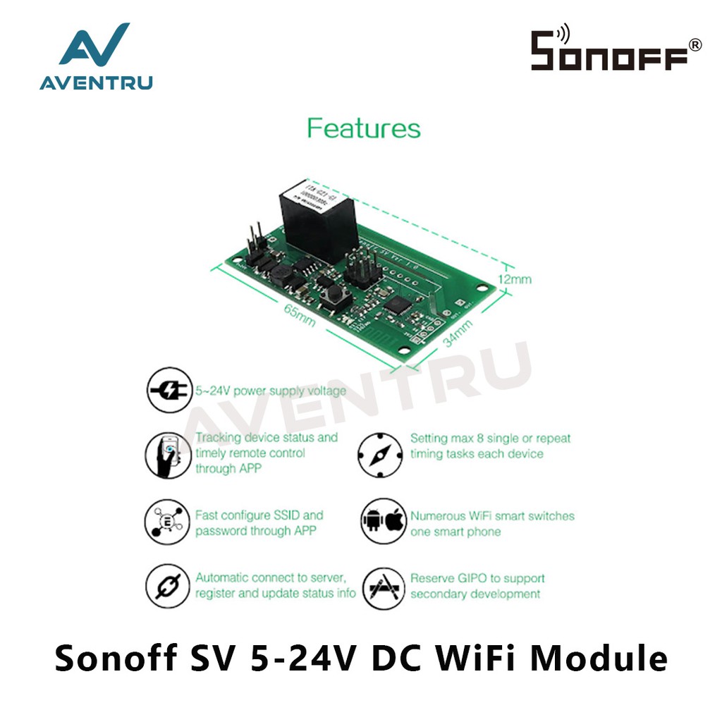 Jual Sonoff SV 5-24V DC WiFi Module For Solenoid Door lock -Smart home ...