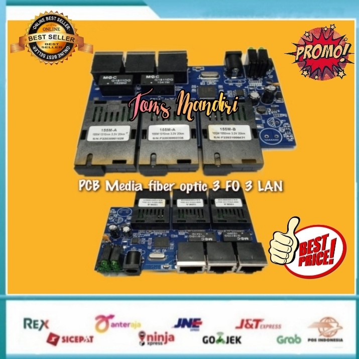 Jual PCB Media Converter 3 FO 3 LAN 100 Mbps Board Only Switch Ethernet ...