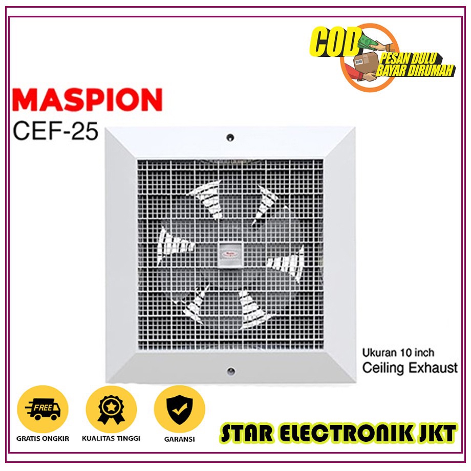 Jual MASPION CEF-25 CEILING EXHAUST FAN KIPAS PENGHISAP (10 INCH/25 cm ...