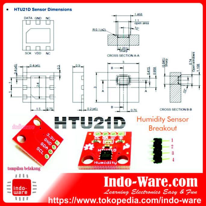 Jual Htu21D Humidity Sensor Breakout Htu-21D Htu 21D Htu21D Module Inwer2543 Ayo Beli | Shopee ...