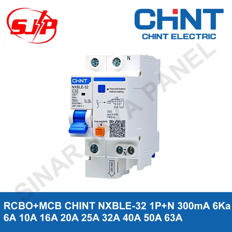 Jual RCBO+MCB CHINT NXBLE-32 300mA 1P+N 6kA 6A 10A 16A 20A 25A 32A 40A ...