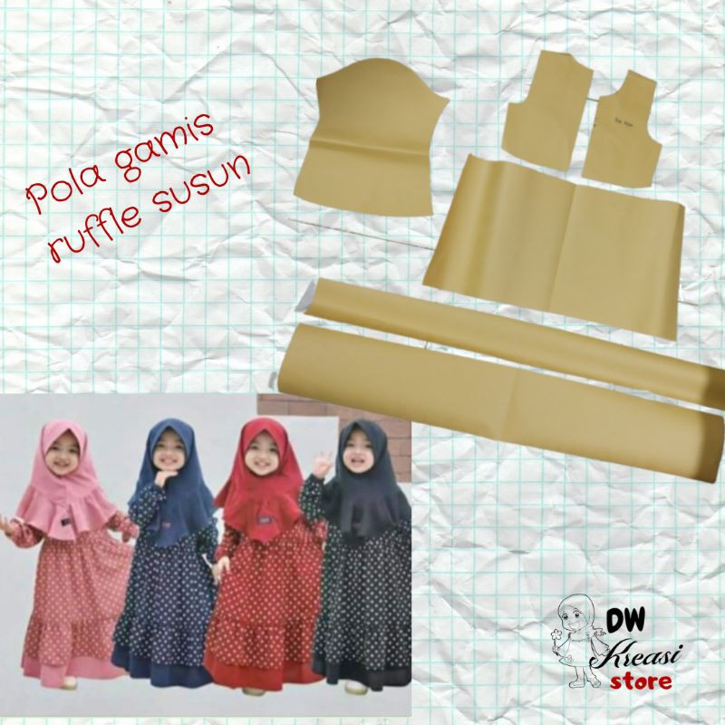 Jual pola gamis anak ruffle susun/pola jiplak instan | Shopee Indonesia