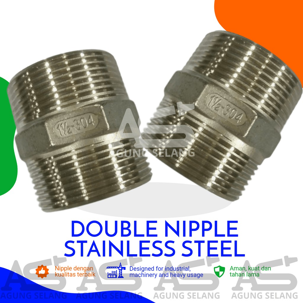 Jual Double Nepel Nipple 1/2" SS 304 #150 BSPT Stainless Steel 1/2inch ...