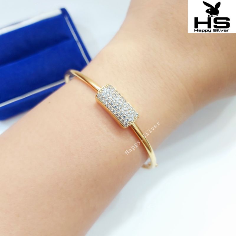 Jual Gelang Perak Asli Silver 925 Lapis Emas Model Bangle bulat ...
