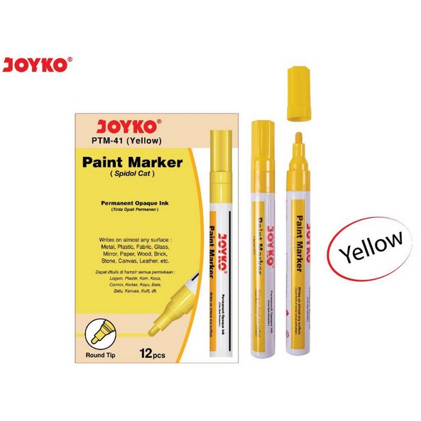 Jual Paint Marker YELLOW Kuning Spidol Cat Permanent Joyko PTM-41 ...
