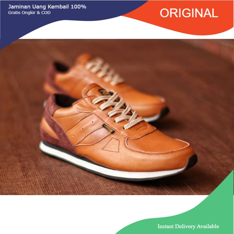 Jual CVNNY Sepatu Sneakers Kasual Pria Kulit Asli Original Cevany | Shopee Indonesia