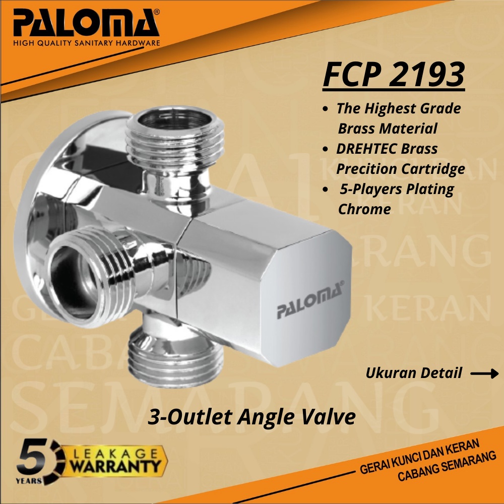 Jual PALOMA FCP 2193 STOP KERAN 3 Out Toilet WC Jet Shower Tembok Kran ...